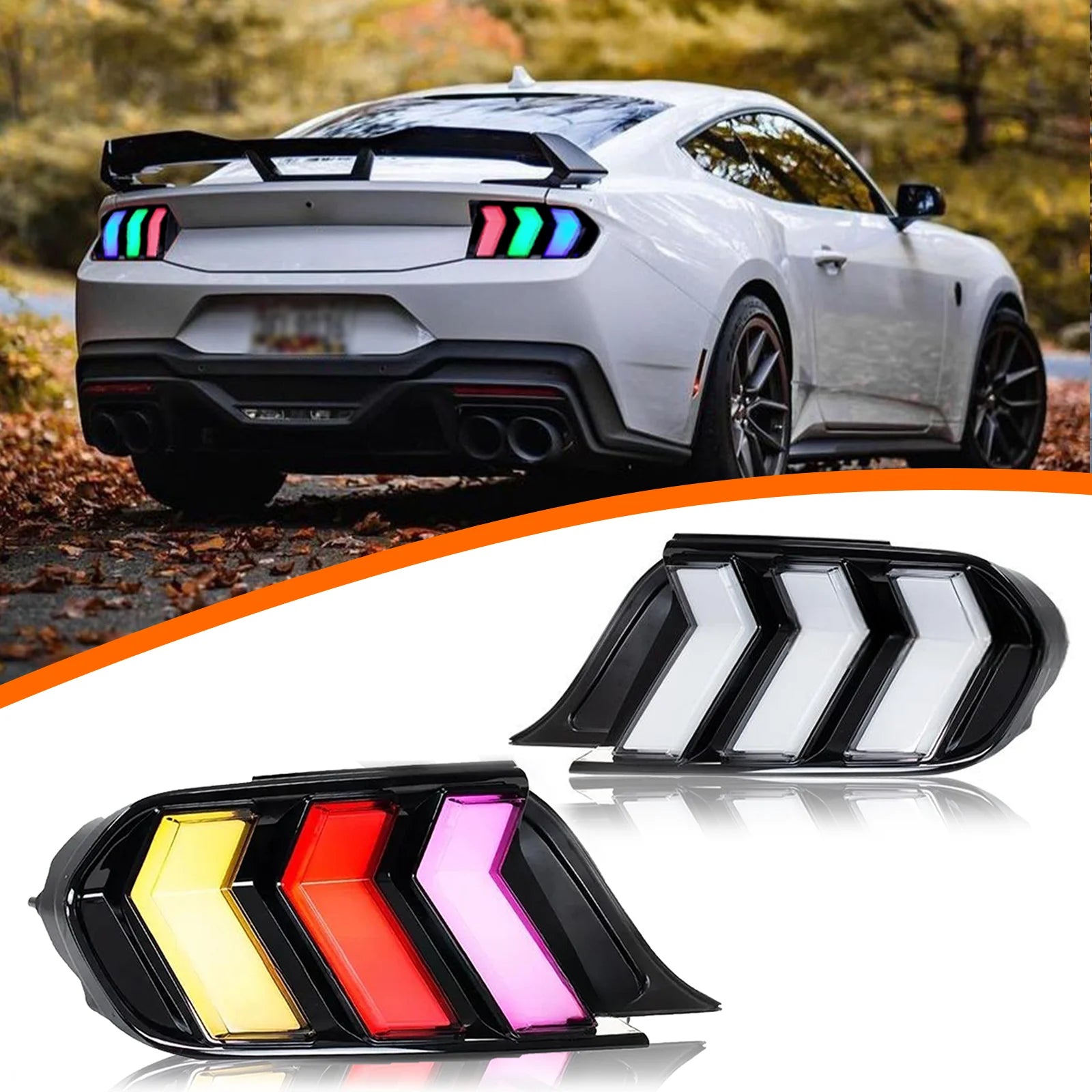 LED Taillights with Dynamic Animation for Ford Mustang 2015-2023, RGB ...